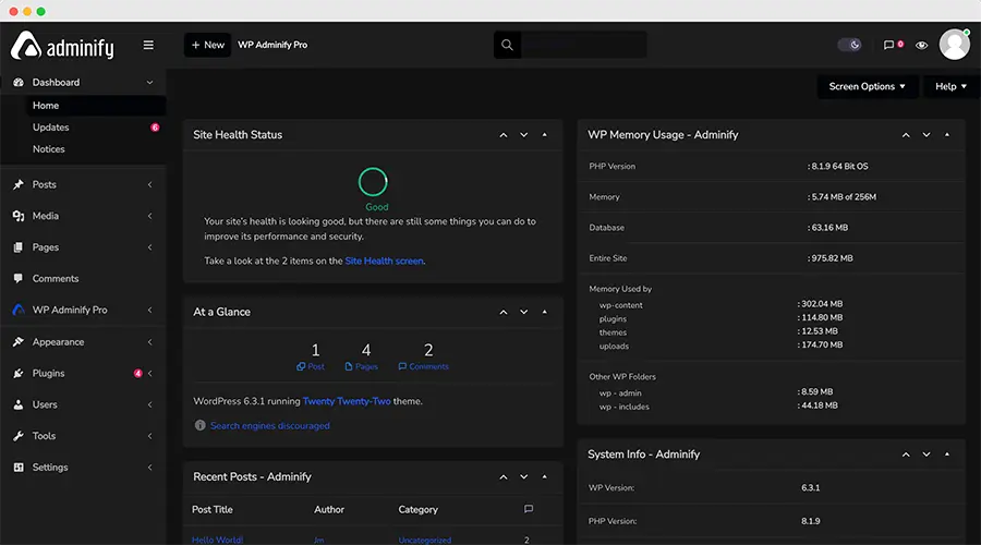 #1 WordPress Custom Dashboard Plugin - WP Adminify